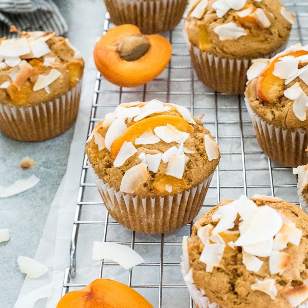 Healthier Fresh Apricot Coconut Muffins