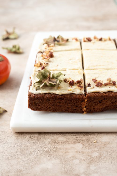 Persimmon Cake with Brown Butter Orange Frosting - Flavor the Moments