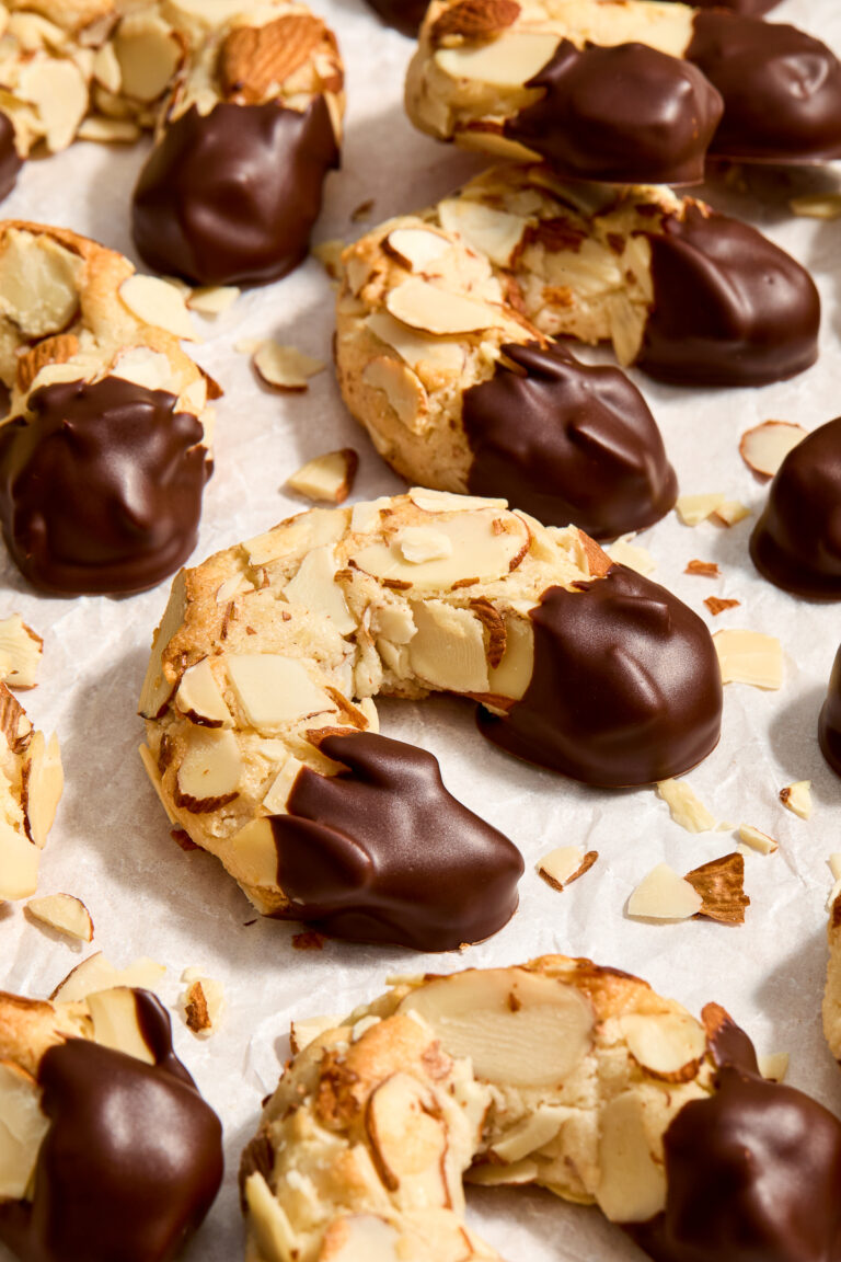 Chocolate Dipped Almond Horn Cookies - Flavor the Moments
