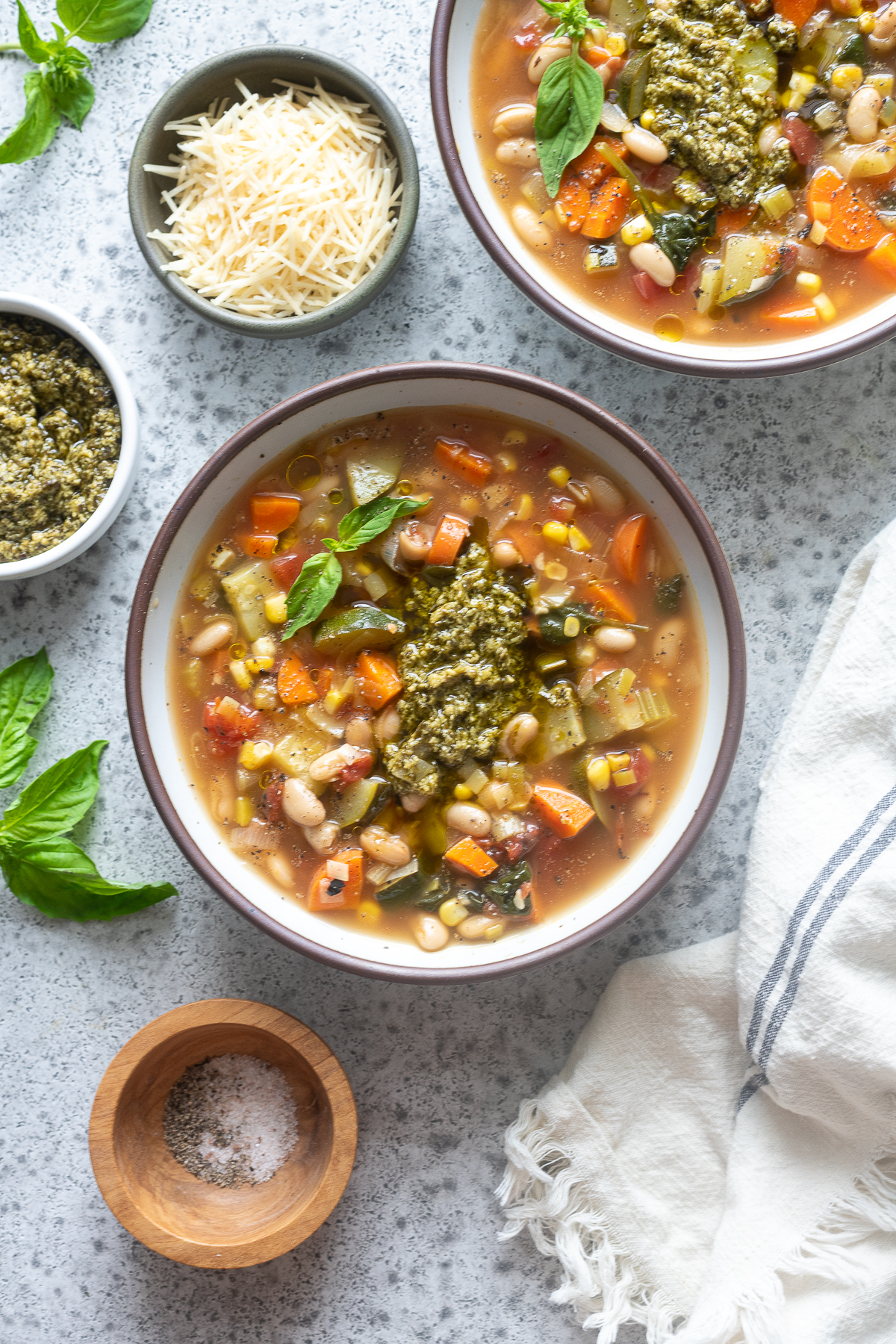 Summer Vegetable Soup with Pesto - Flavor the Moments